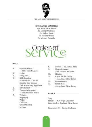 FUNERAL BROCHURE OF THE LATE JOSEPH OSEI DOMFEH | PDF