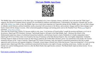 The Late Middle Ages Essay | PDF