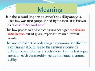 The law of equi marginal utility by Subin Kannan | PPTX