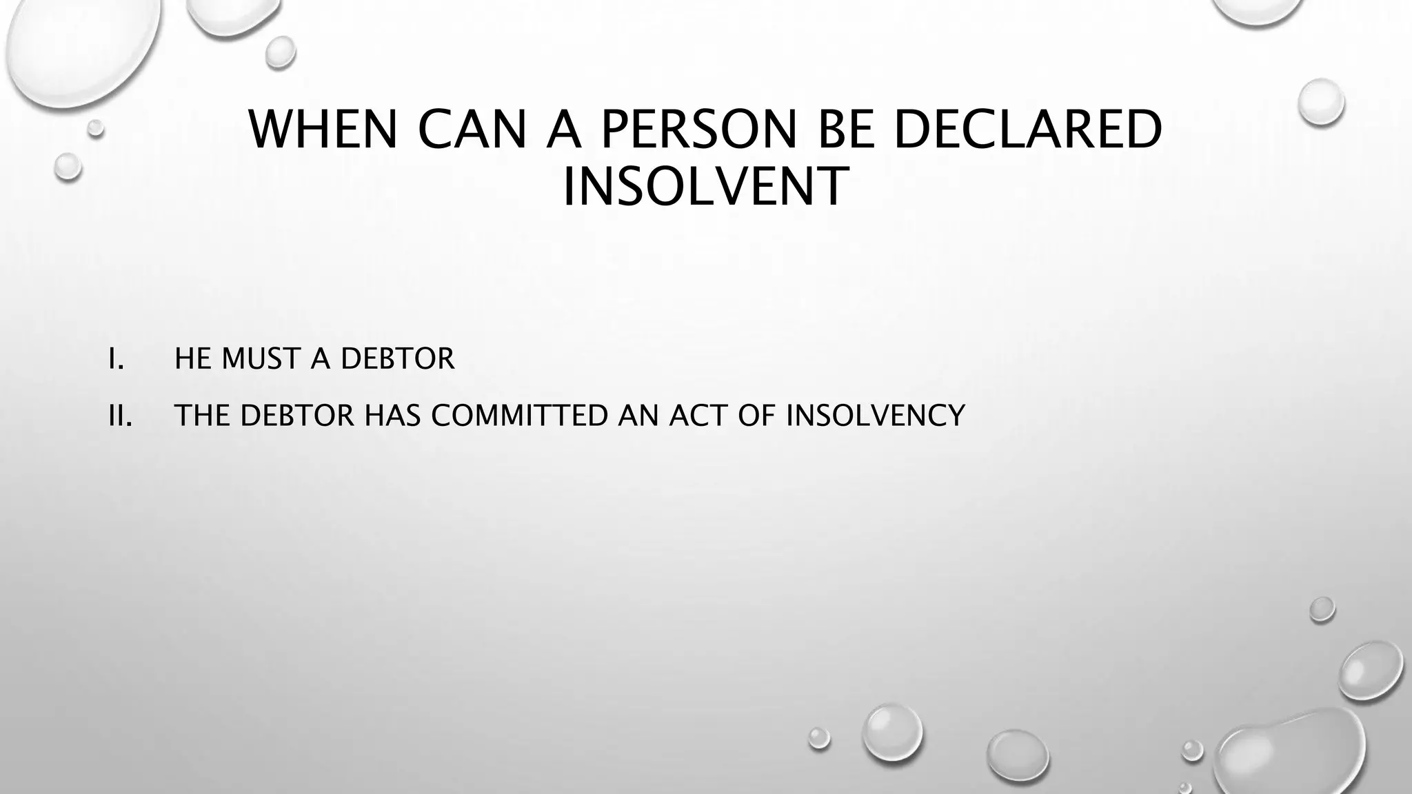 The law of insolvency 111 | PPTX