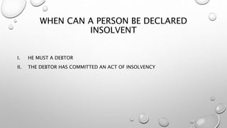 The law of insolvency 111 | PPTX