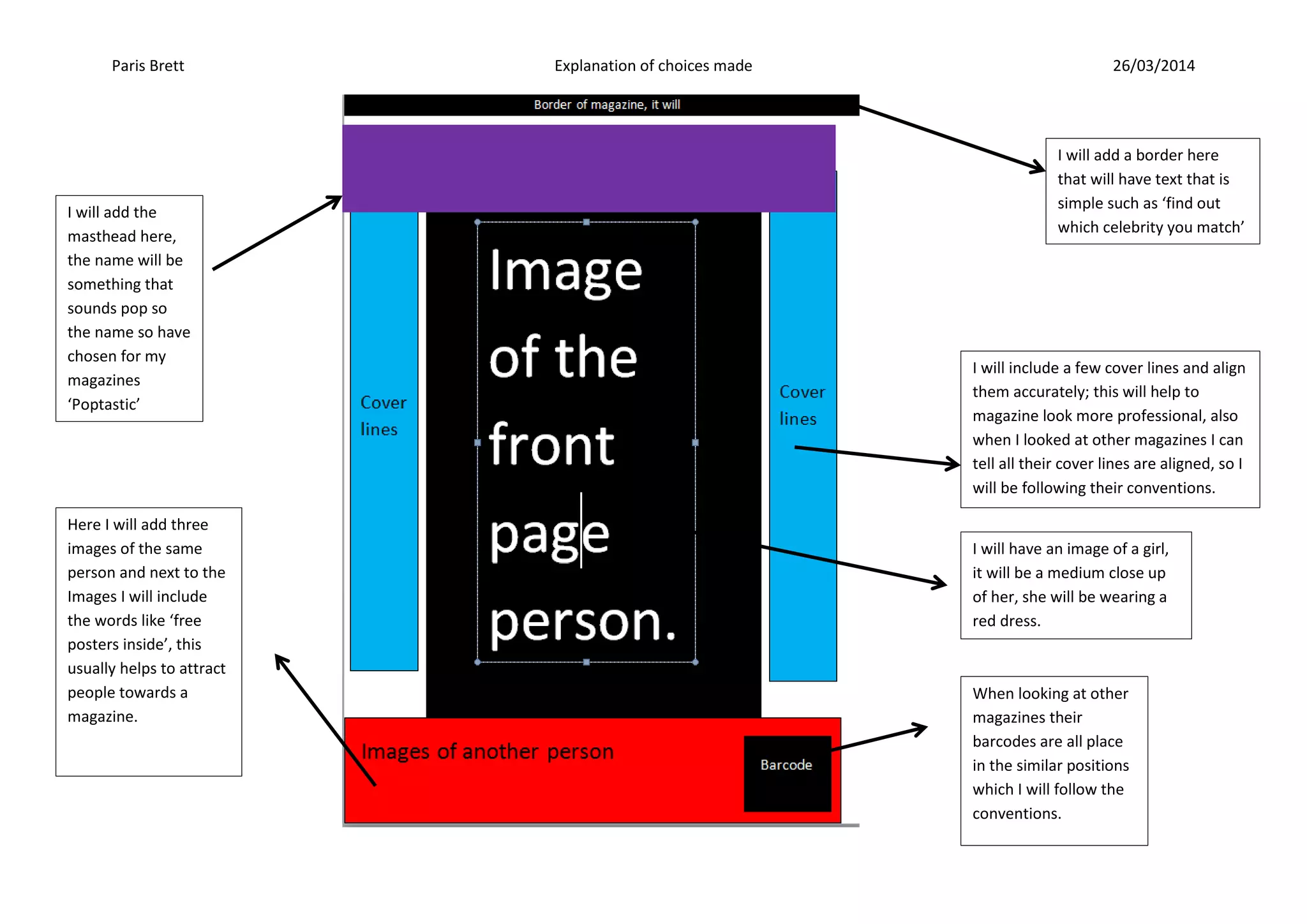 The layout for my front page will follow the conventions of a pop ...