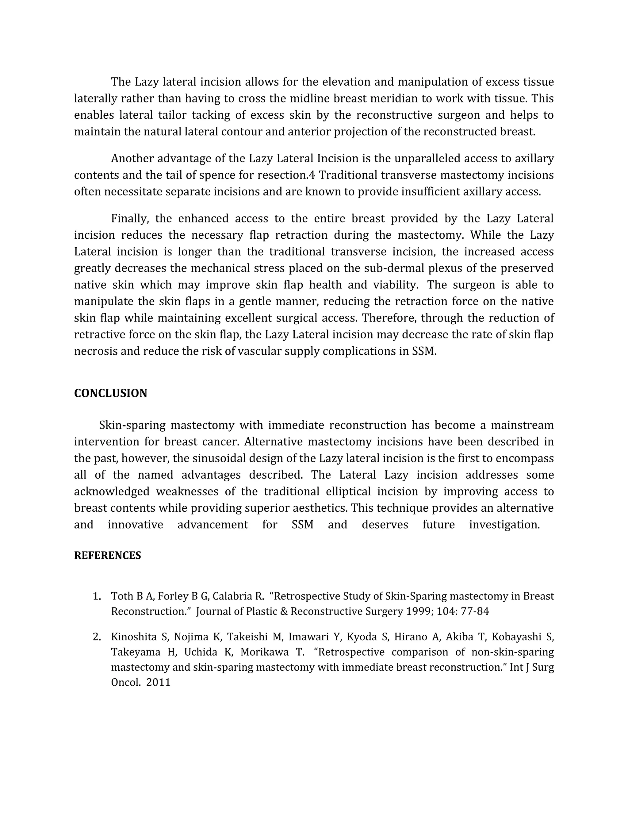 The Lazy Lateral Incision: An Innovative approach to mastectomy | DOC