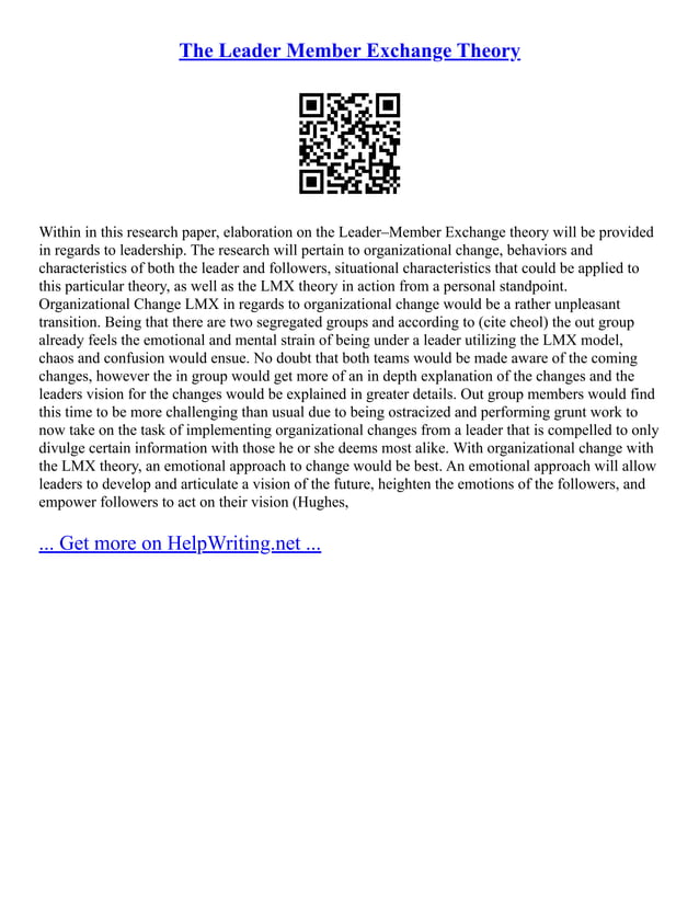 The Leader Member Exchange Theory | PDF | Business Administration ...