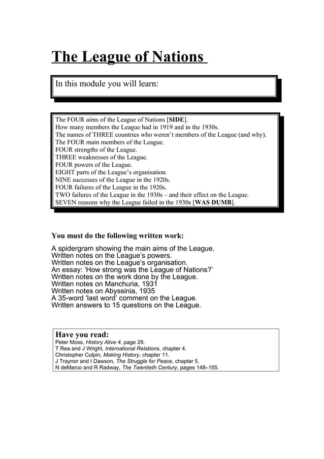 Setting Up the League of Nations (text) | PDF