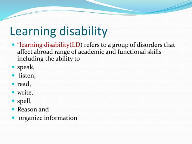 The learning disabled child | PPTX