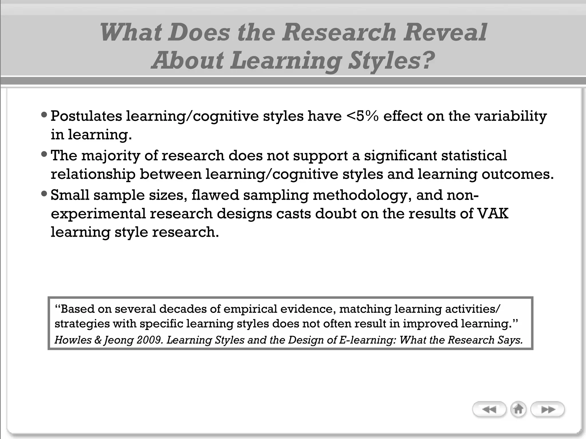 The learning styles revelation - research from cognitive science | PPT
