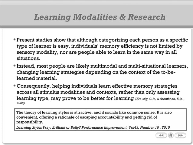 The learning styles revelation - research from cognitive science