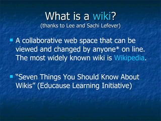 Learning With Wikis | PPT