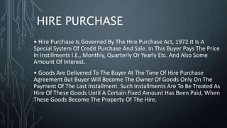 The lease and hire purchase in india | PPTX