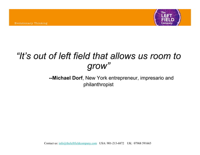 The left field evolutionary thinking | PDF