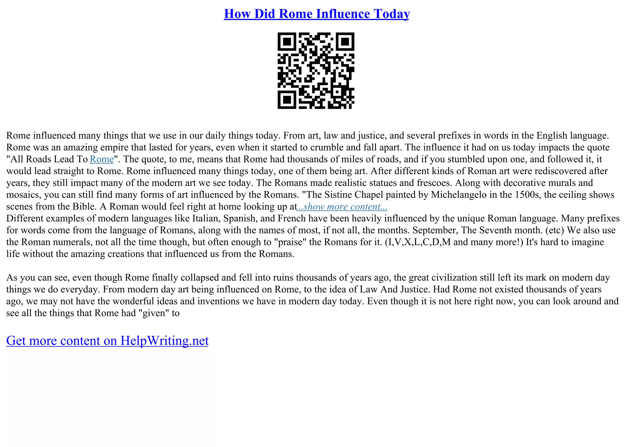 The Legacy Of Rome Essay | PDF