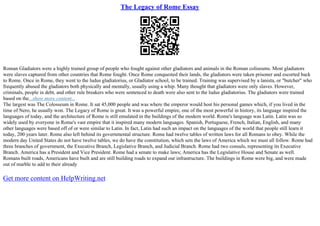The Legacy Of Rome Essay | PDF