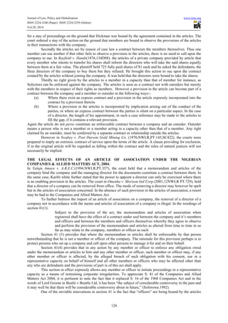 The legal effects of articles of association of a company | PDF