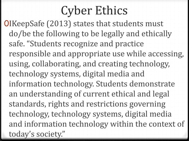 The legal, safe and ethical use of technology in the classroom | PPTX