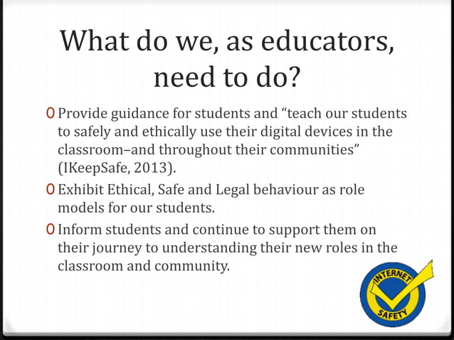 The legal, safe and ethical use of technology in the classroom | PPTX