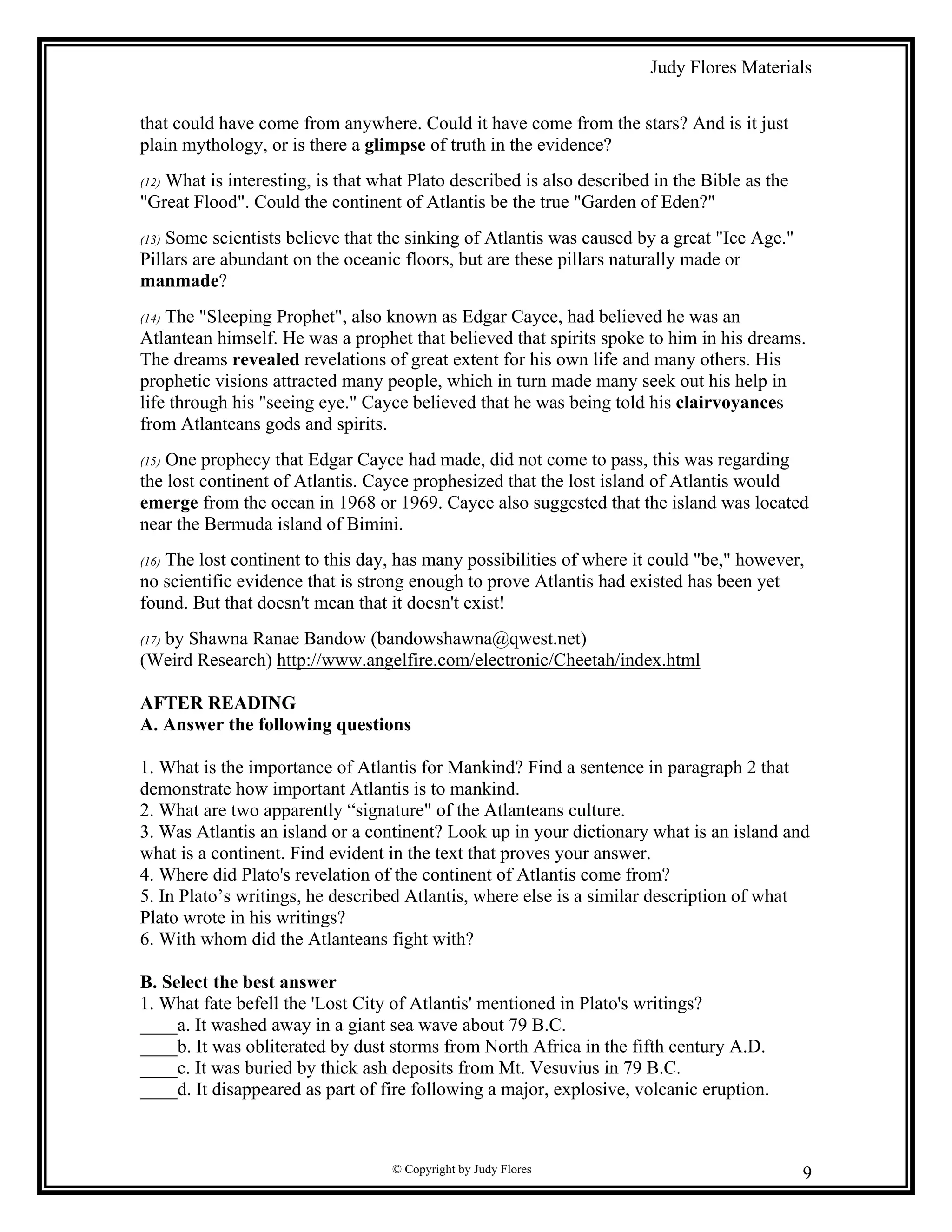 The Legend of Atlantis | PDF