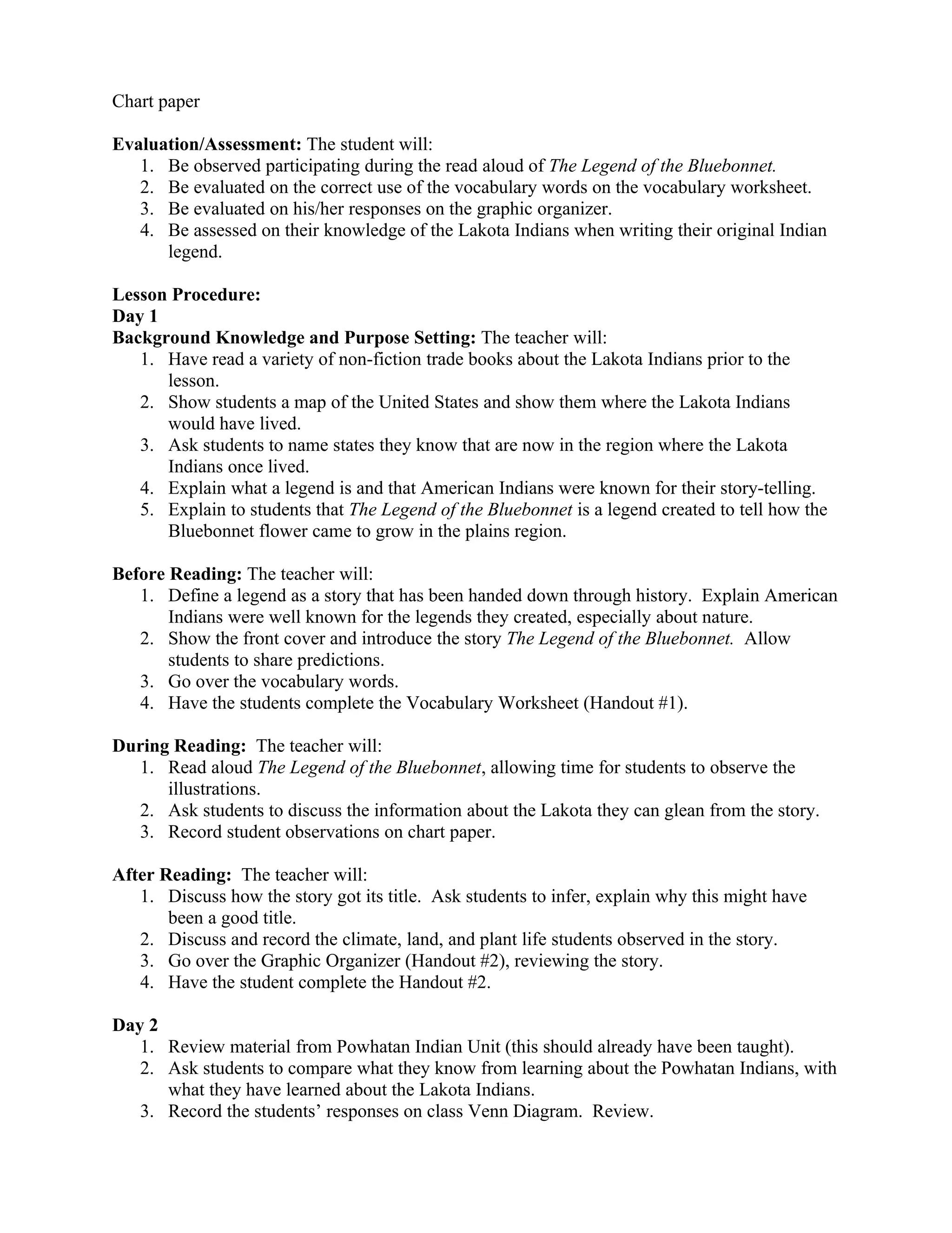 The legend of the bluebonnet | DOC