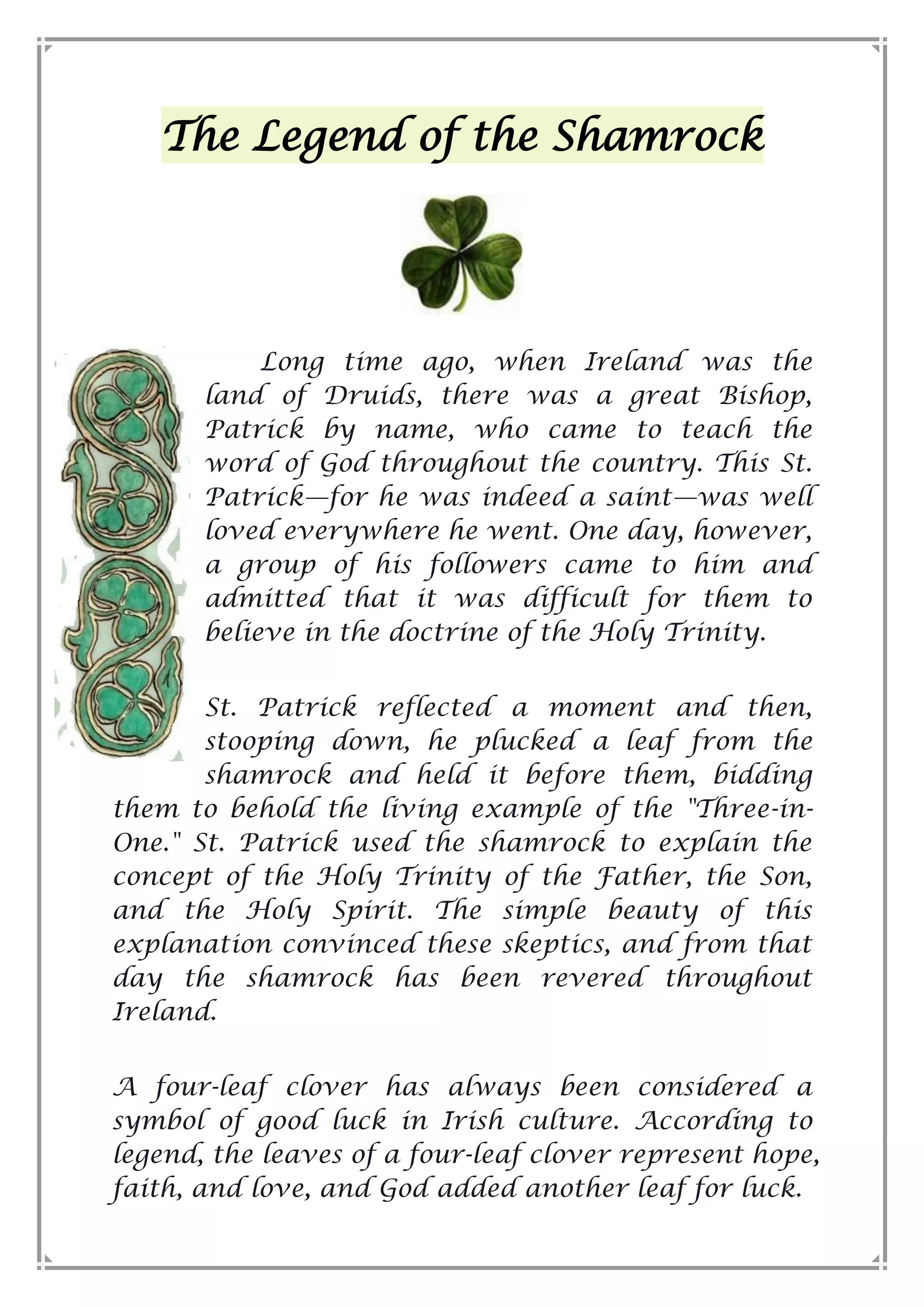 The Legend of the Shamrock | PDF