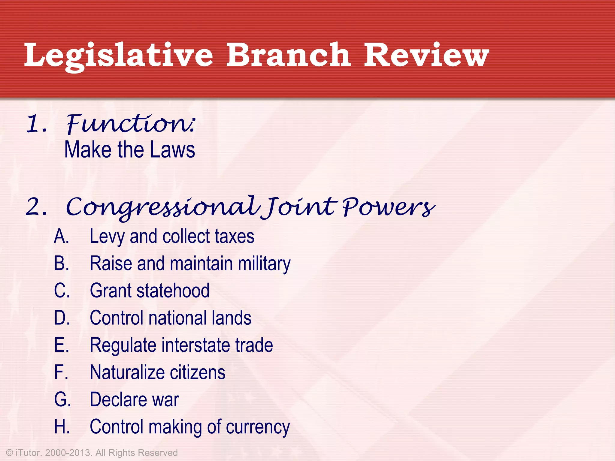 The Legislative Branch | PPT | Civic affairs | Politics