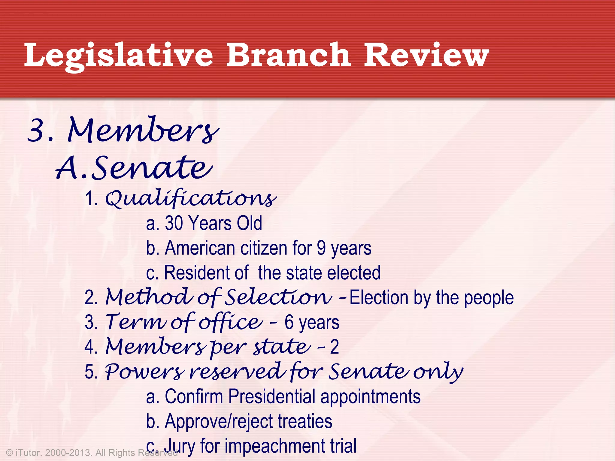 The Legislative Branch | PPT | Civic affairs | Politics