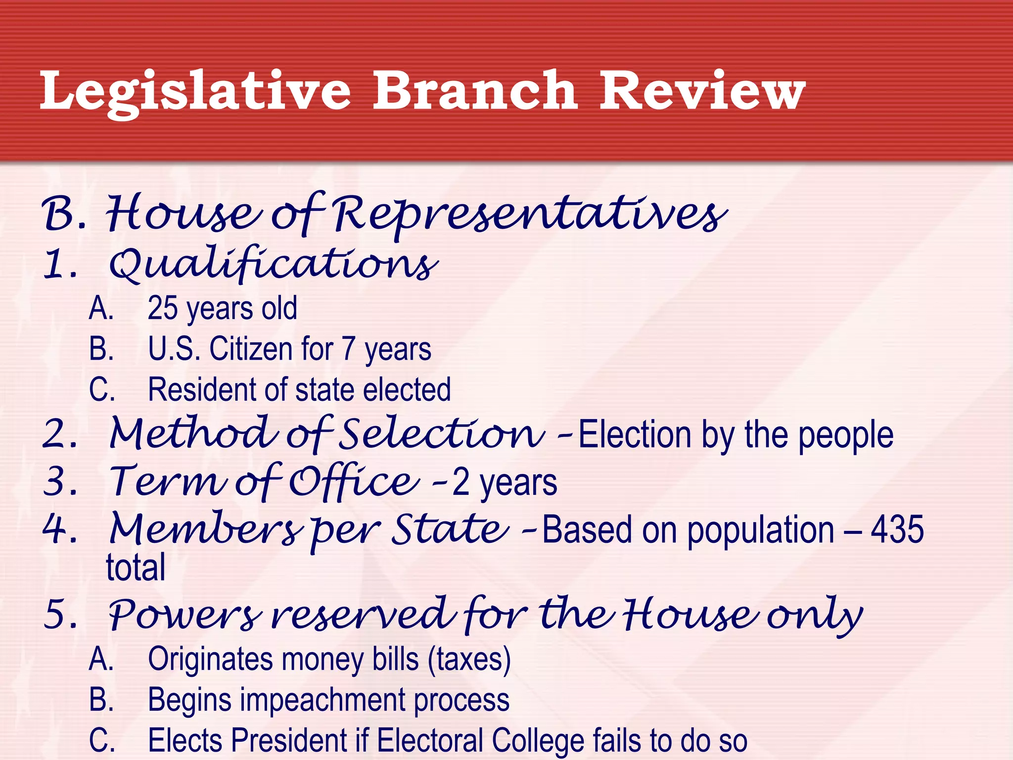 The Legislative Branch | PPT