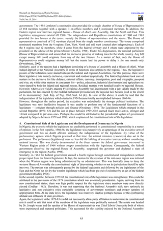 The legislature and democracy in nigeria, (1960 2003) | PDF
