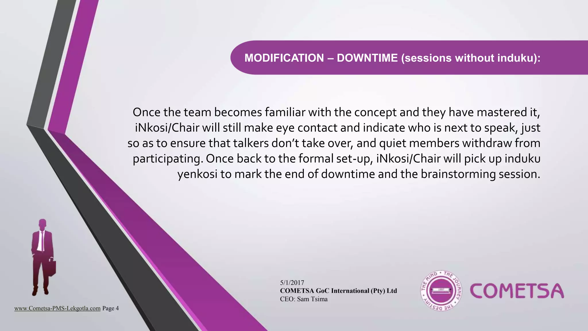The LEKGOTLA Facilitation, Learning & Development Methodology (COMETSA ...