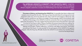 The LEKGOTLA Facilitation, Learning & Development Methodology (COMETSA ...