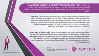 The LEKGOTLA Facilitation, Learning & Development Methodology (COMETSA ...
