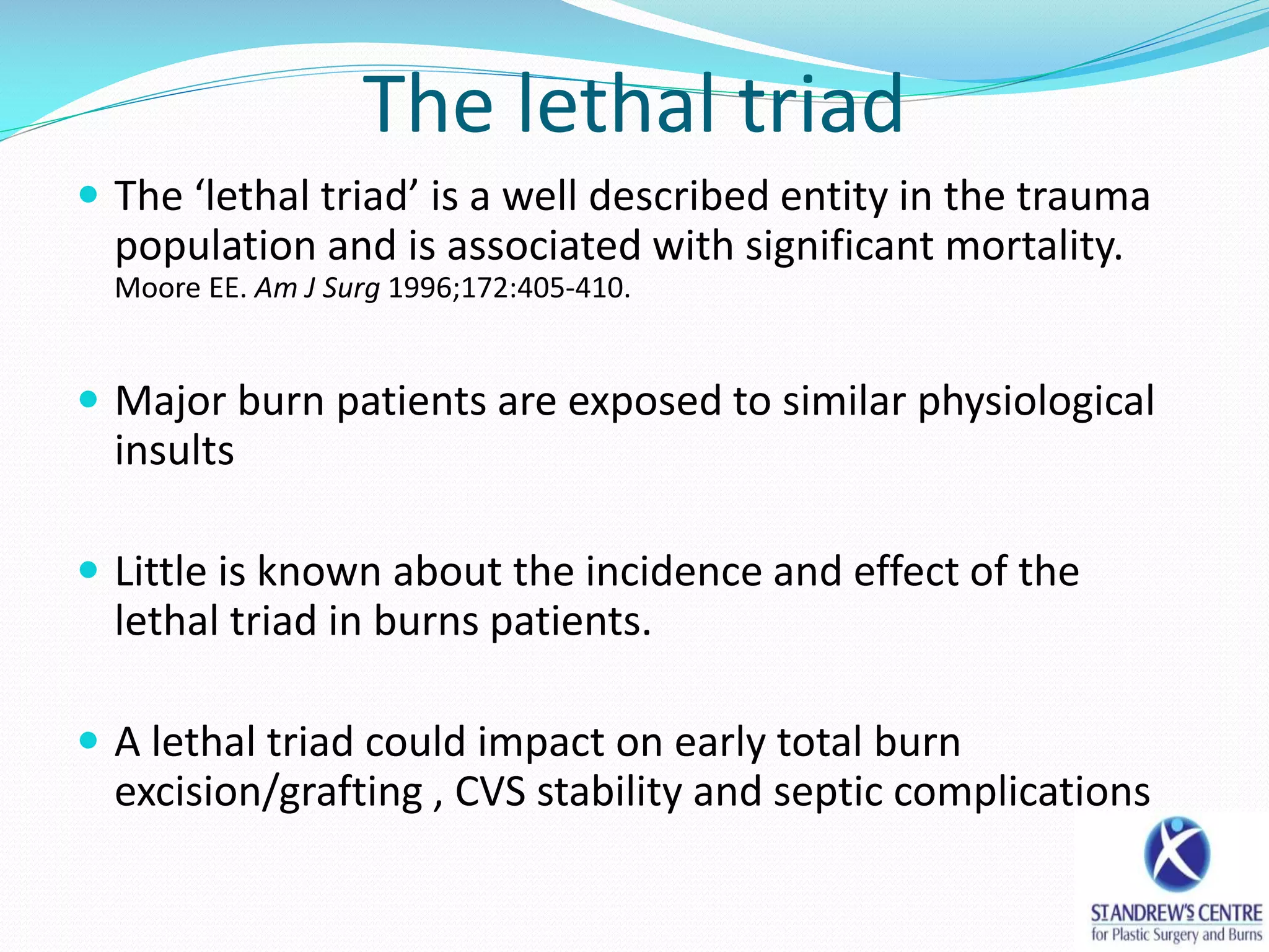 The lethal triad in burns patients | PPTX