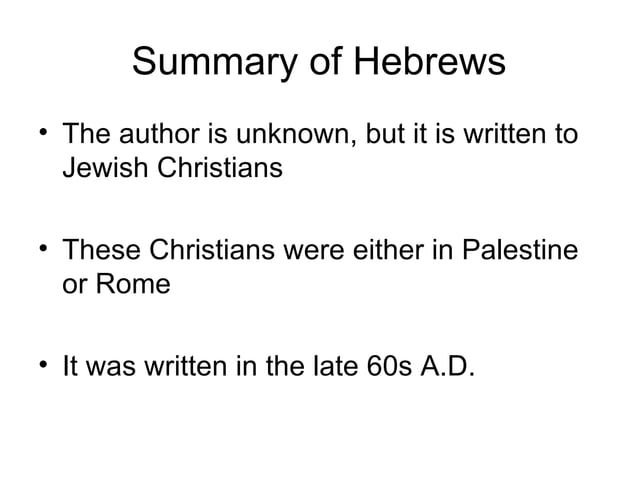 The letter to the hebrews | PPT