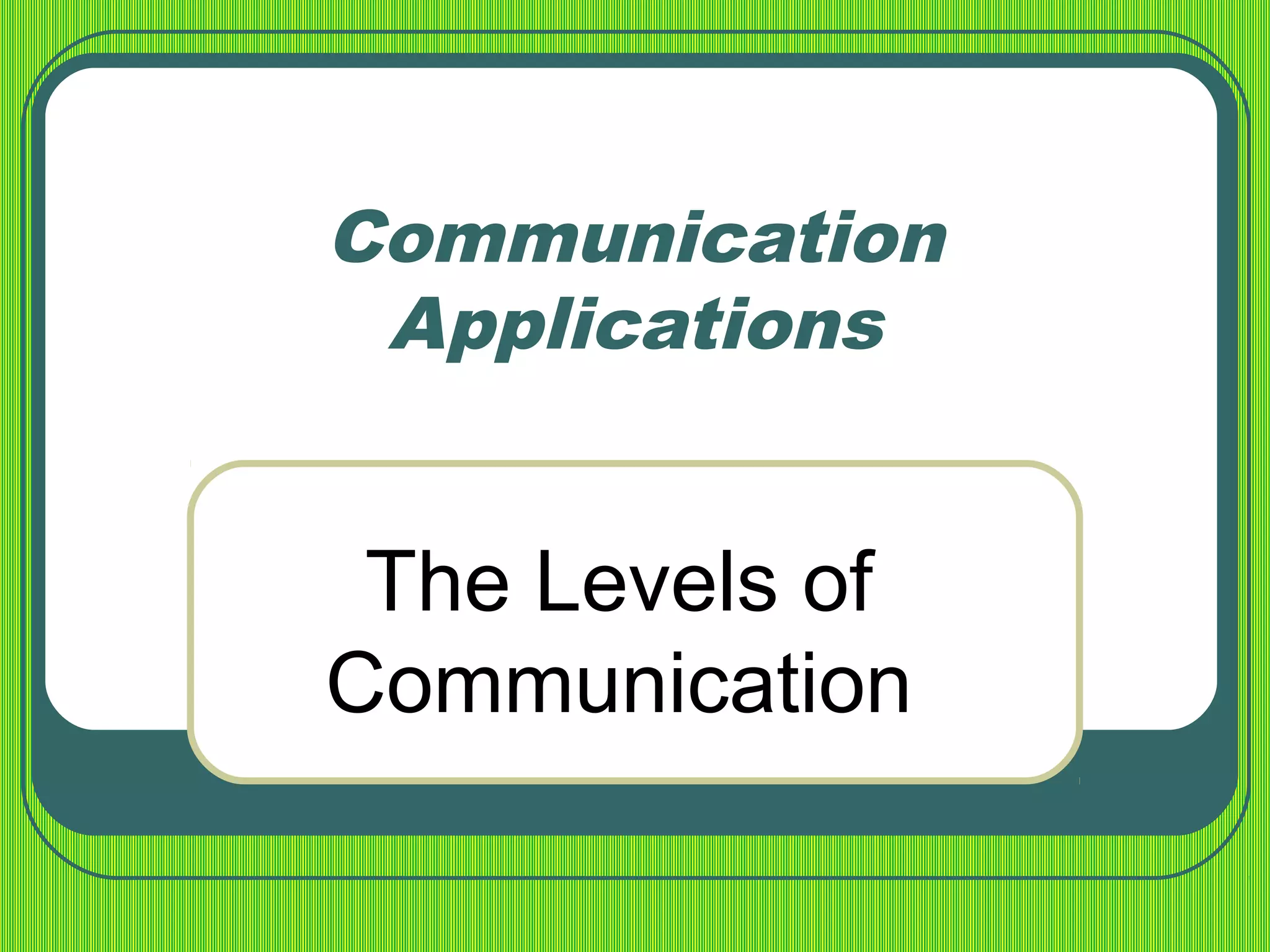 The levels of communication | PPT
