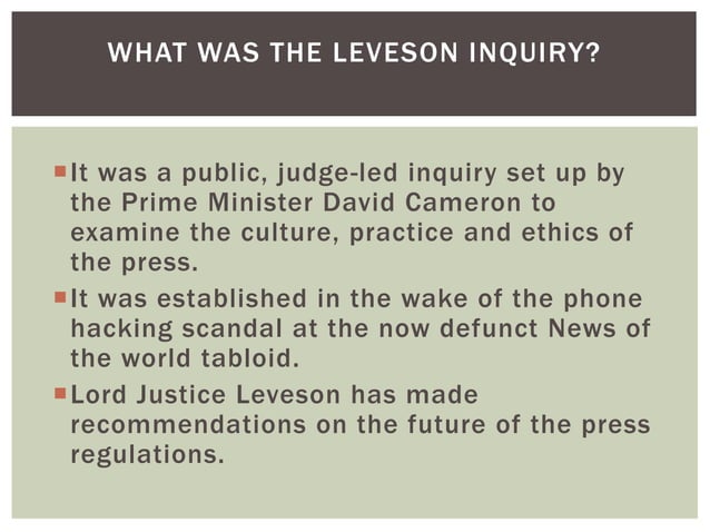 The leveson inquiry. | PPT