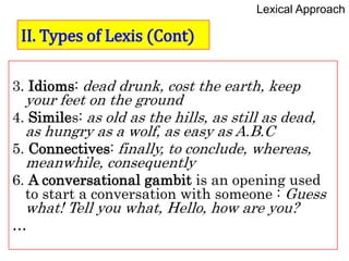 The lexical approach | PPTX | Homework and Study | Education