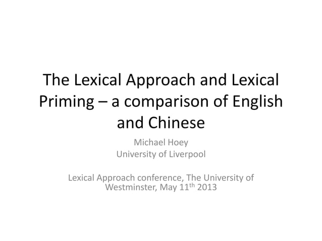 The lexical approach and lexical priming(1) | PPTX | Food & Drink
