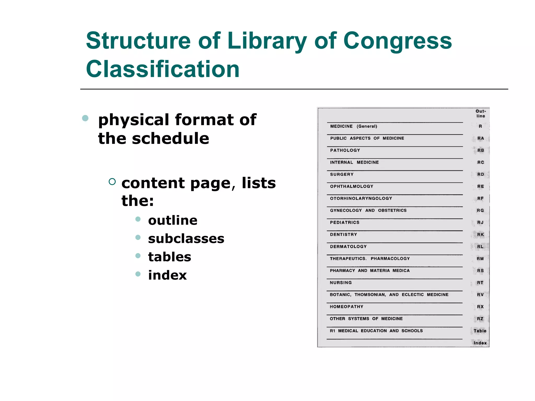 The Library of Congress Classification | PPT