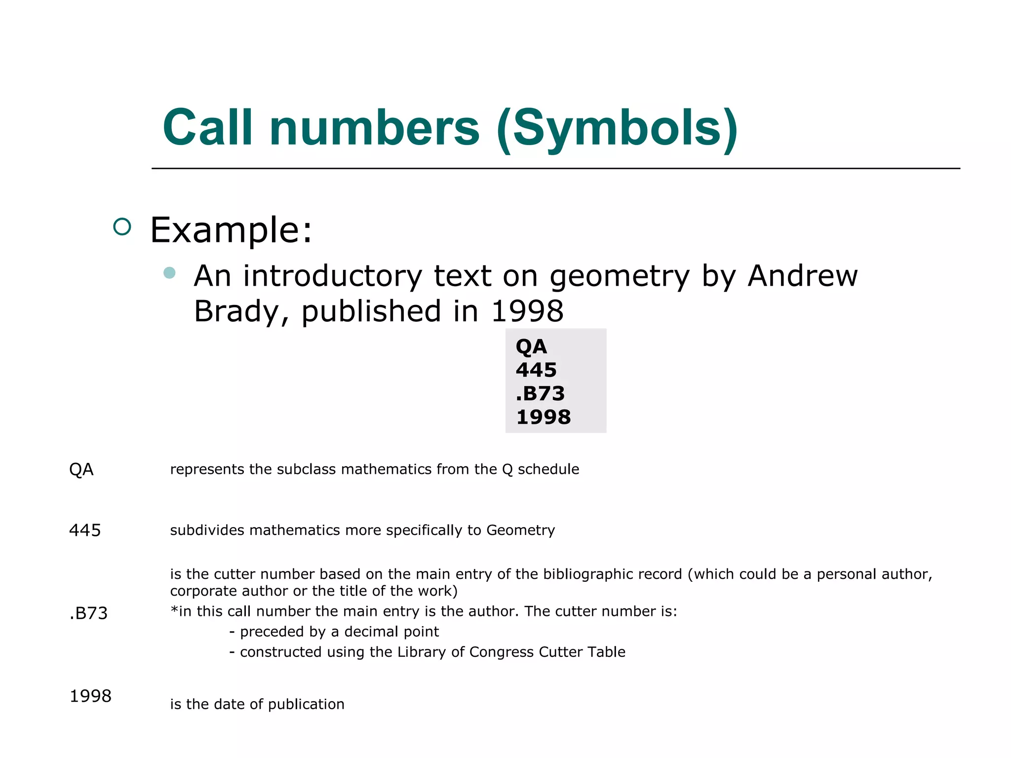 The Library of Congress Classification | PPT