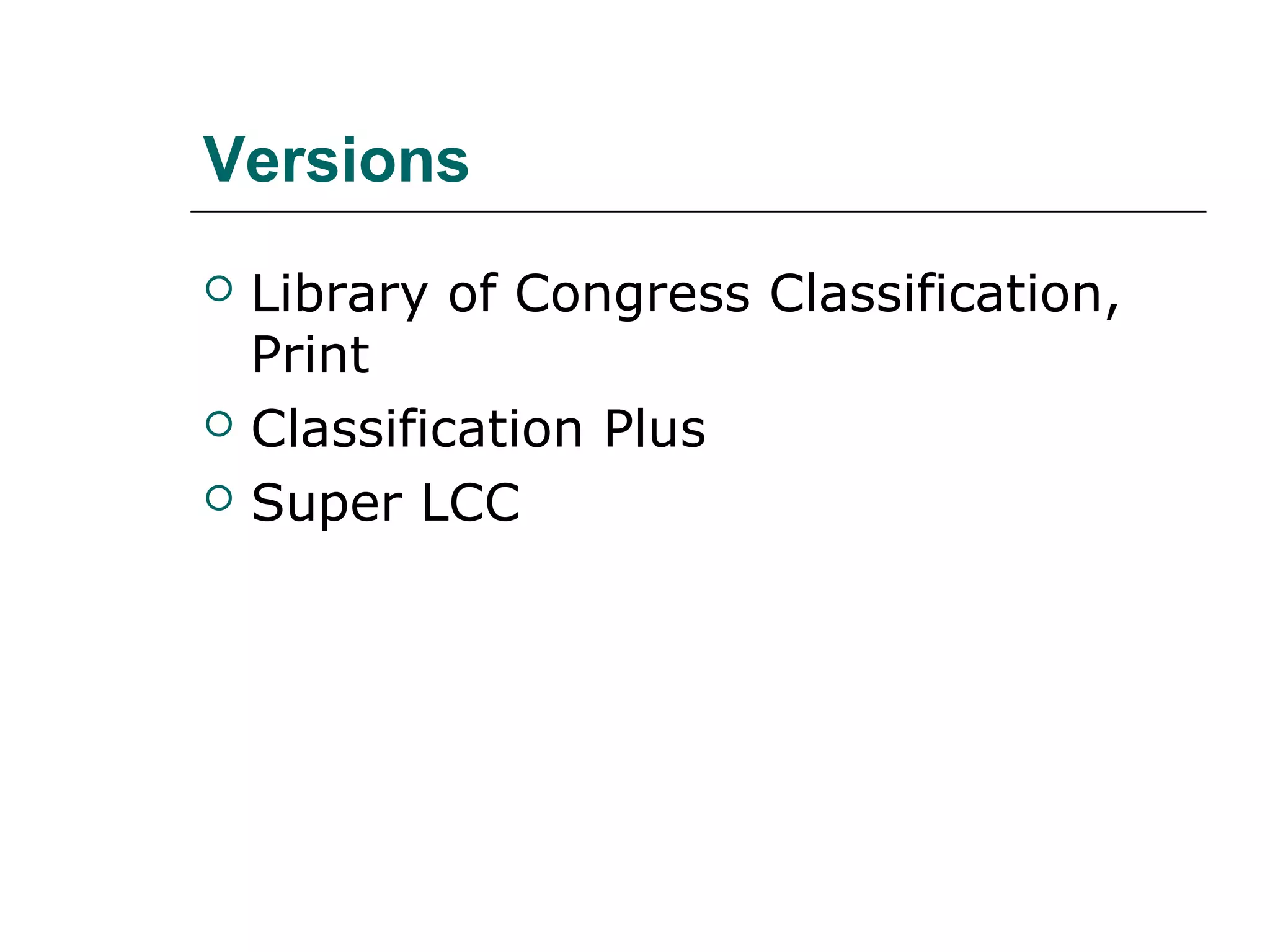 The Library of Congress Classification | PPT