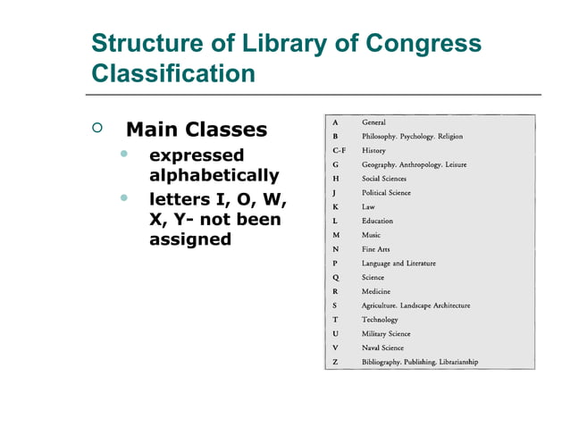 The Library of Congress Classification | PPT | Science