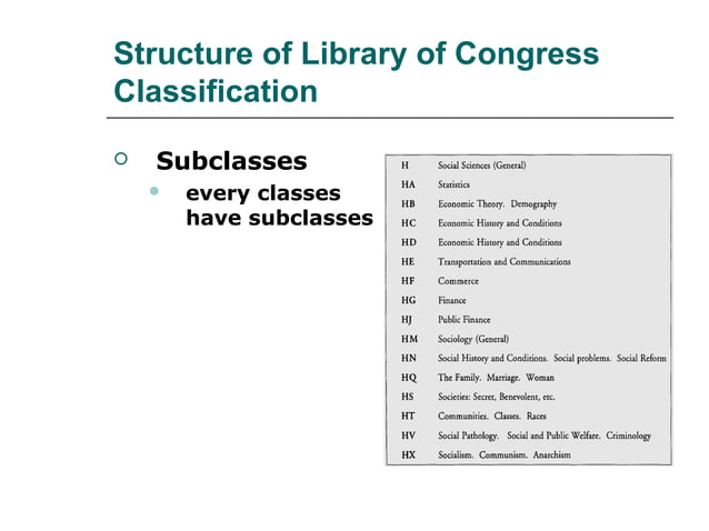 The Library of Congress Classification | PPT | Science