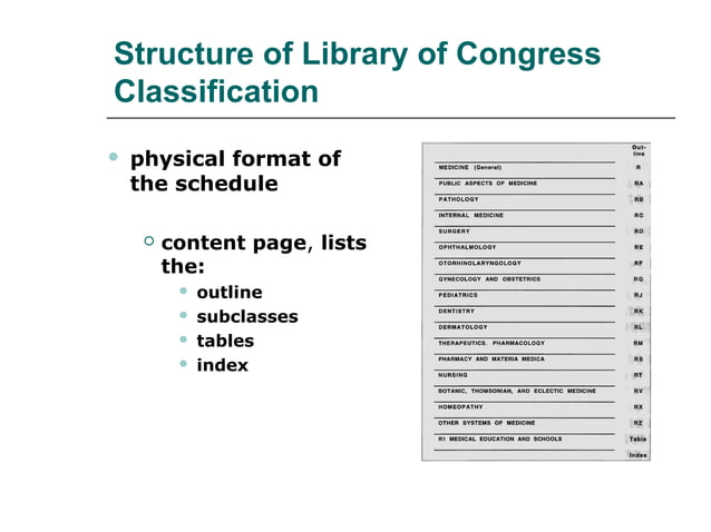 The Library of Congress Classification | PPT | Science