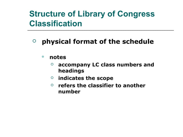 The Library of Congress Classification | PPT | Science
