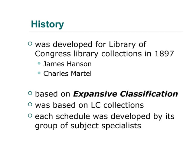 The Library of Congress Classification | PPT | Science