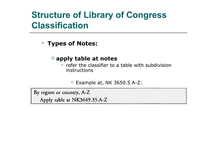 The Library of Congress Classification | PPT | Science