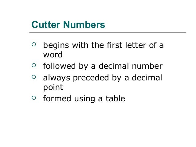The Library of Congress Classification