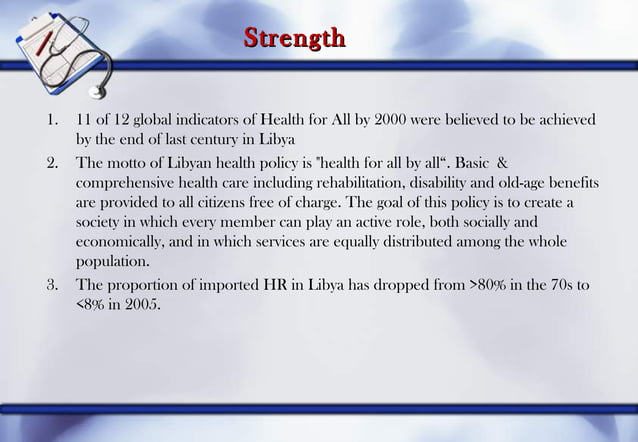 An Overview and a SWOT Analysis of The Libyan National Health System | PPT | Infectious Diseases ...