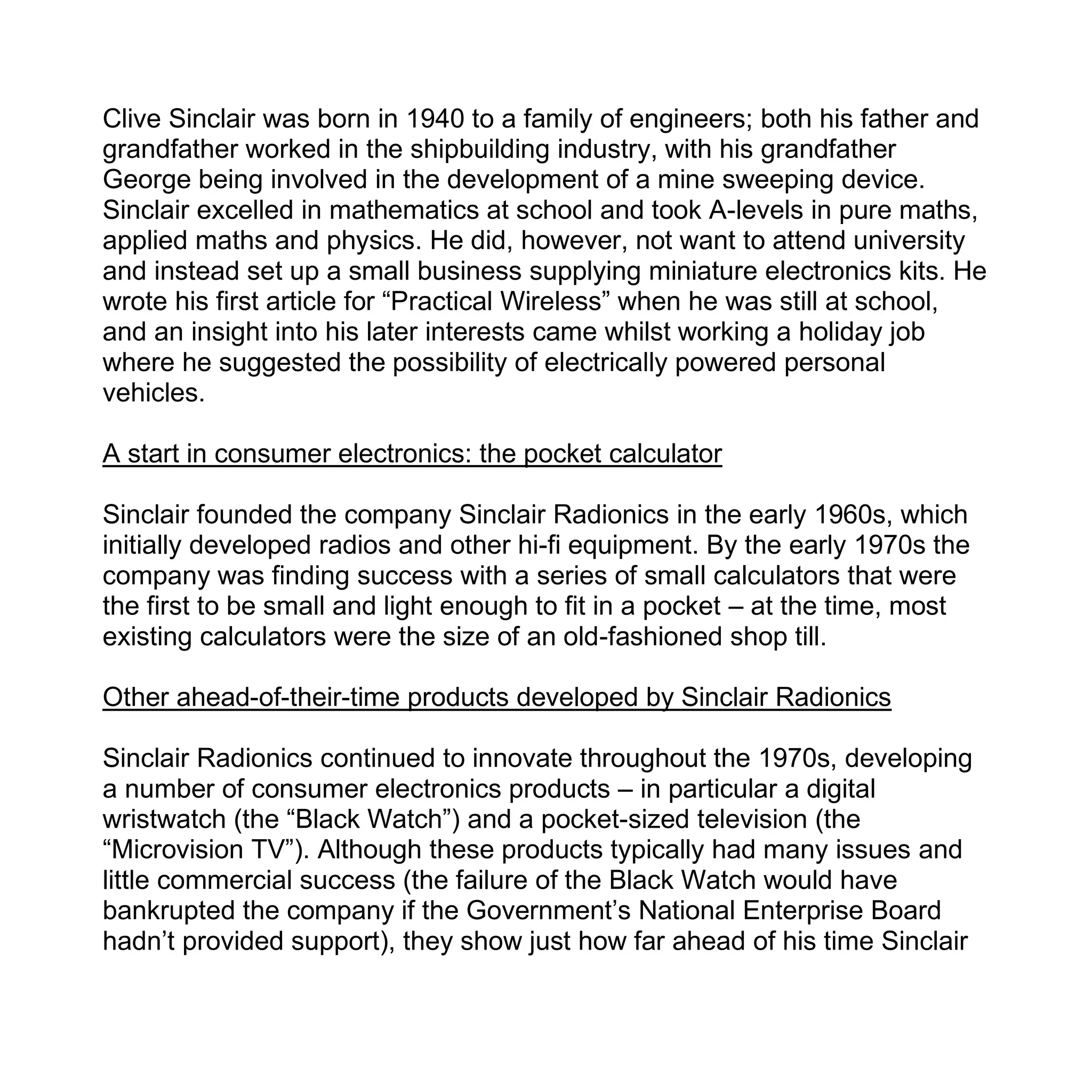 The Life and Innovations of Sir Clive Sinclair | PDF