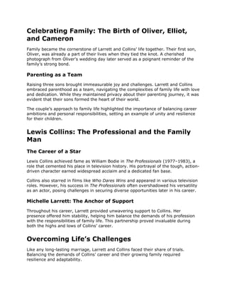 The Life and Legacy of Michelle Larrett and Lewis Collins_ A Story of ...