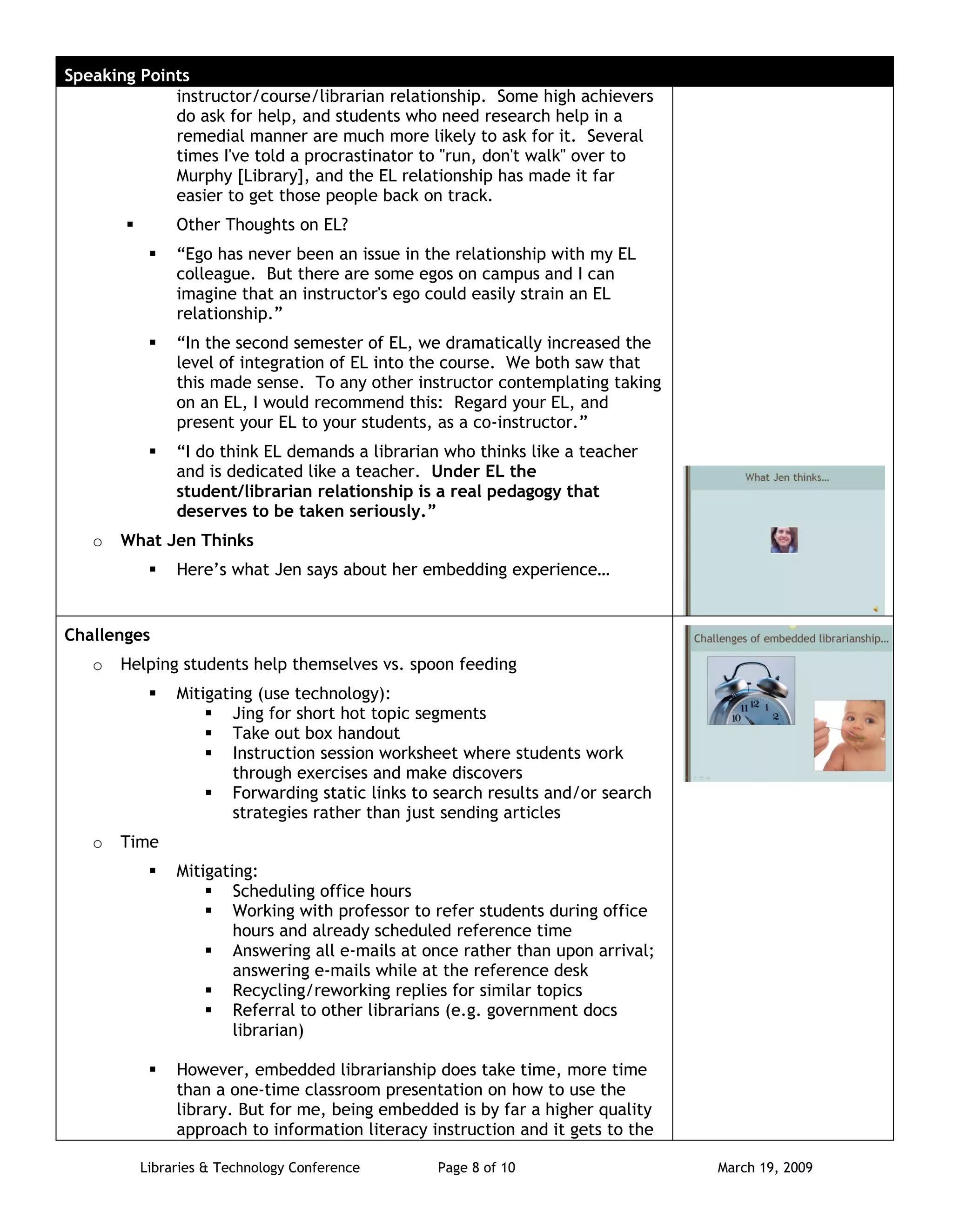 The Life And Times Of An Embedded Librarian Outline | PDF